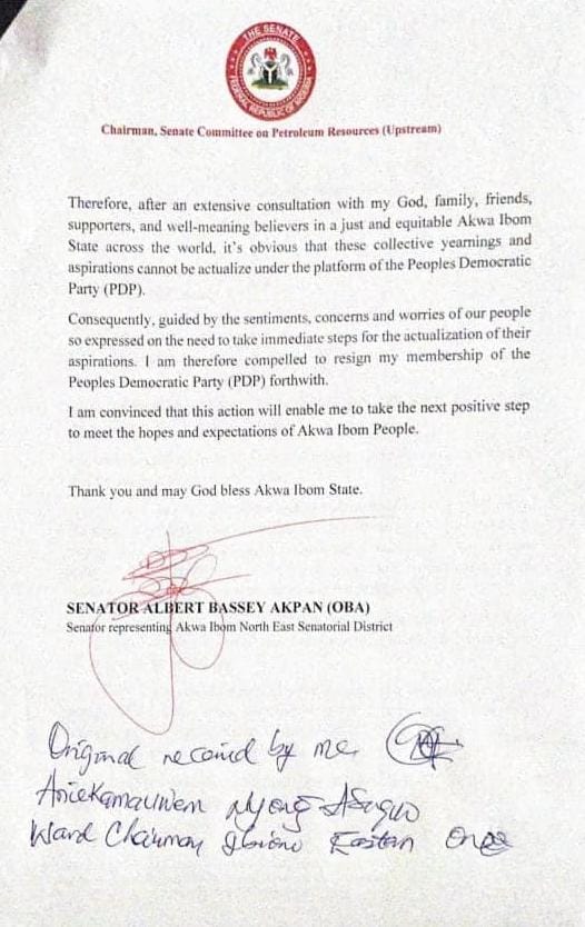 BREAKING: Akwa Ibom Senator, Bassey Akpan, Dumps PDP BREAKING: Akwa Ibom Senator, Bassey Akpan, Dumps PDP