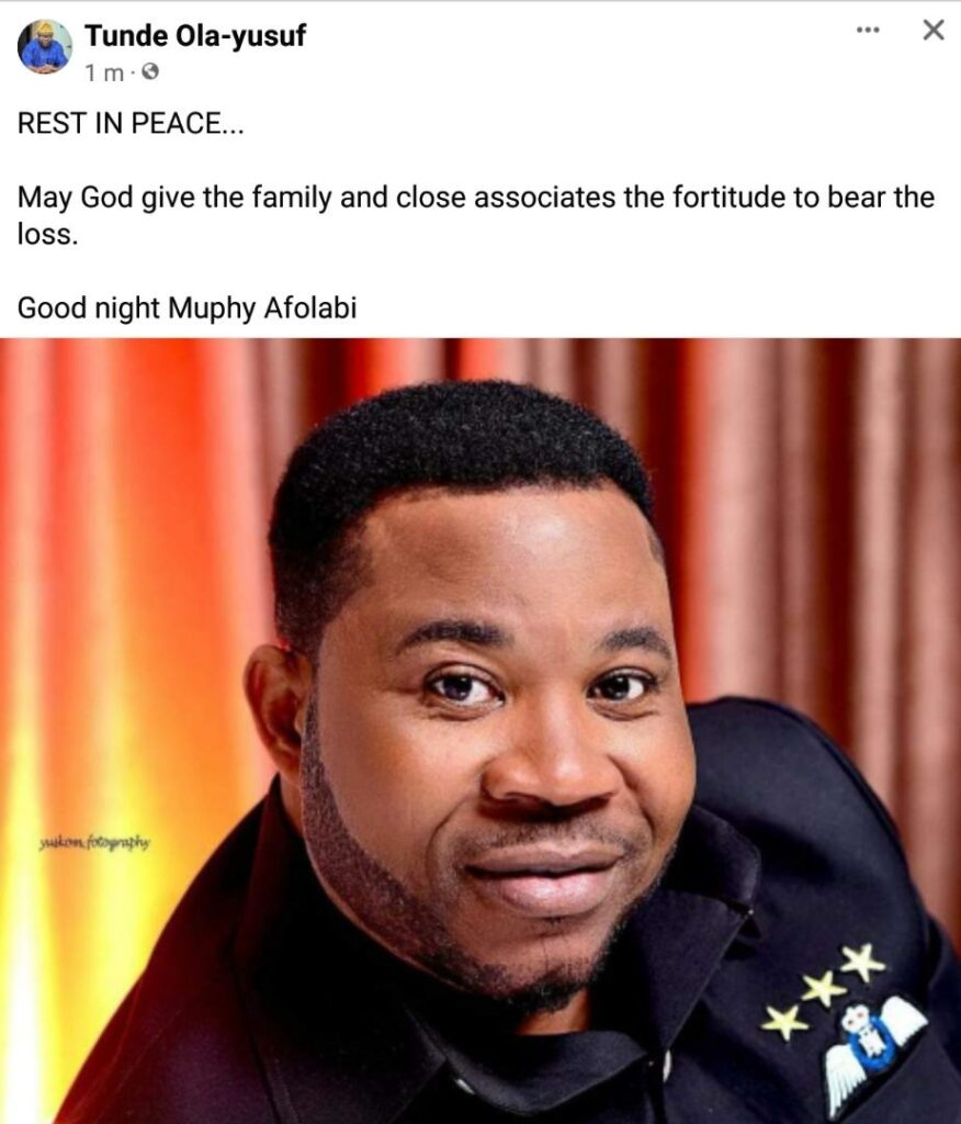 JUST-IN: Another Nollywood Actor, Murphy Afolabi, Is Dead