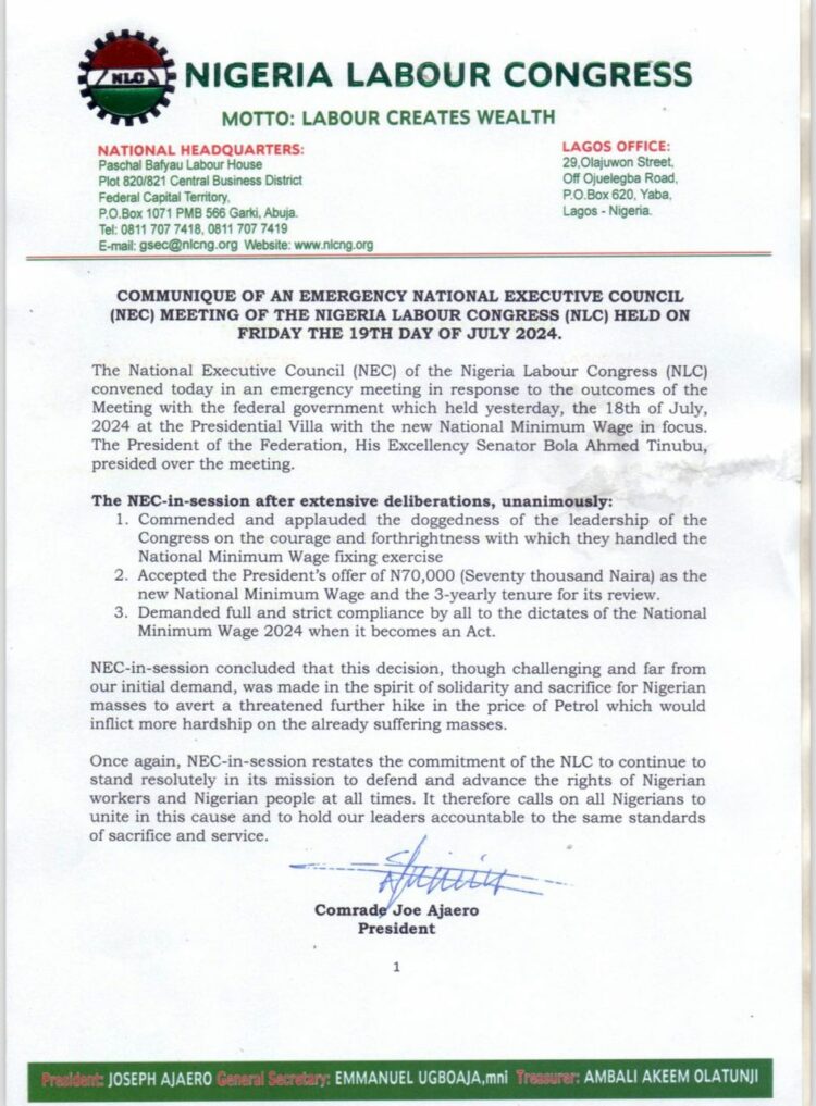 Tinubu Govt's Threat To Further Hike Petrol Price Forced Us To Accept N70k Minimum Wage — NLC