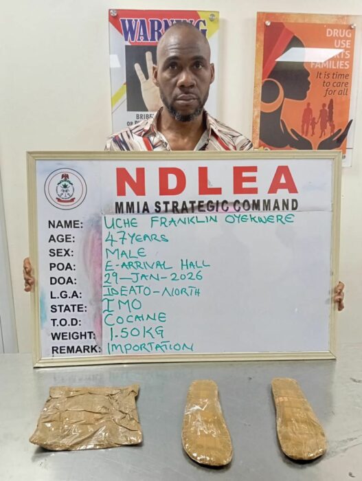 NDLEA Arrests Brazil Returnee With Cocaine Concealed In Private Part